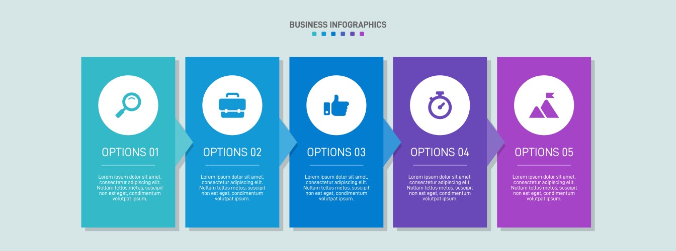 Horizontal progress bar featuring 5 arrow-shaped Vector Image