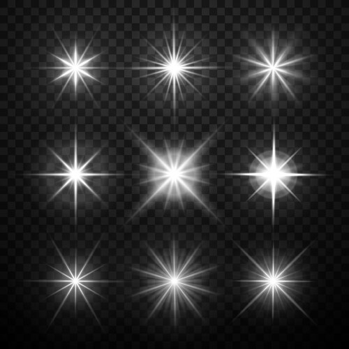 Glowing stars light effects graphic elements Vector Image