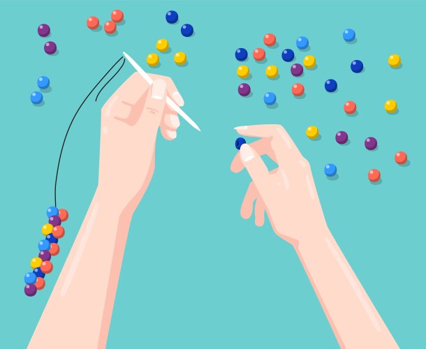 Cartoon color bead art kit Royalty Free Vector Image