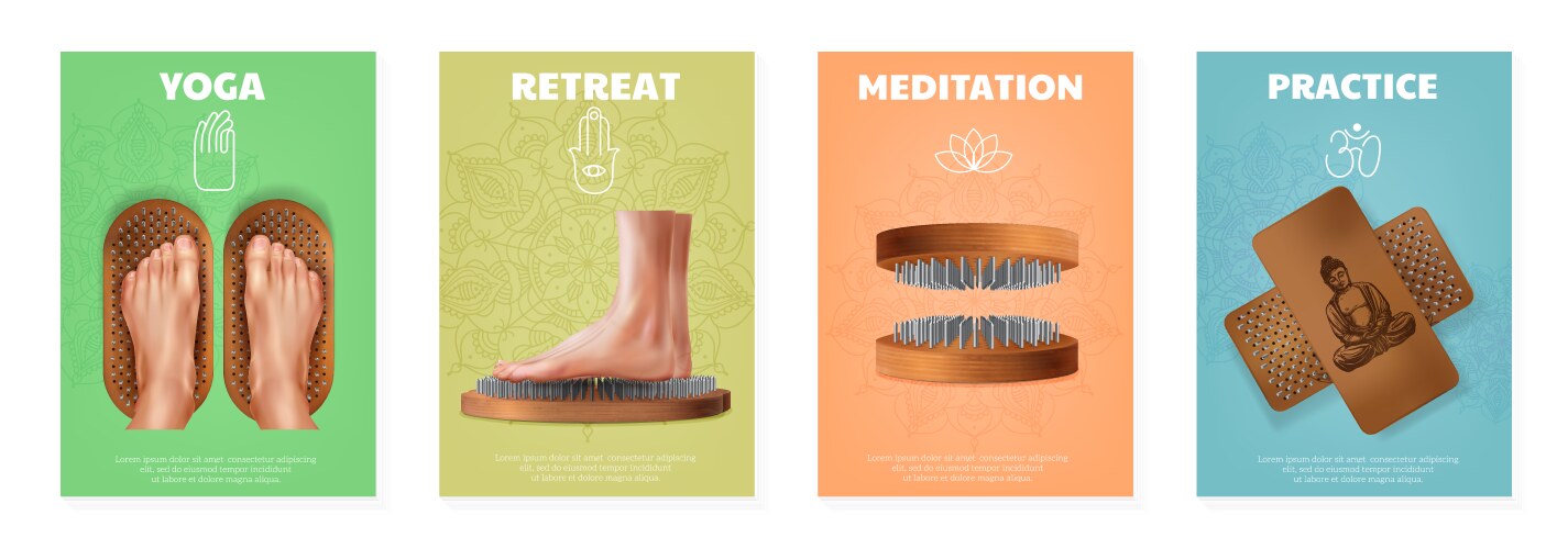 Realistic yoga sadhu boards icon set Royalty Free Vector