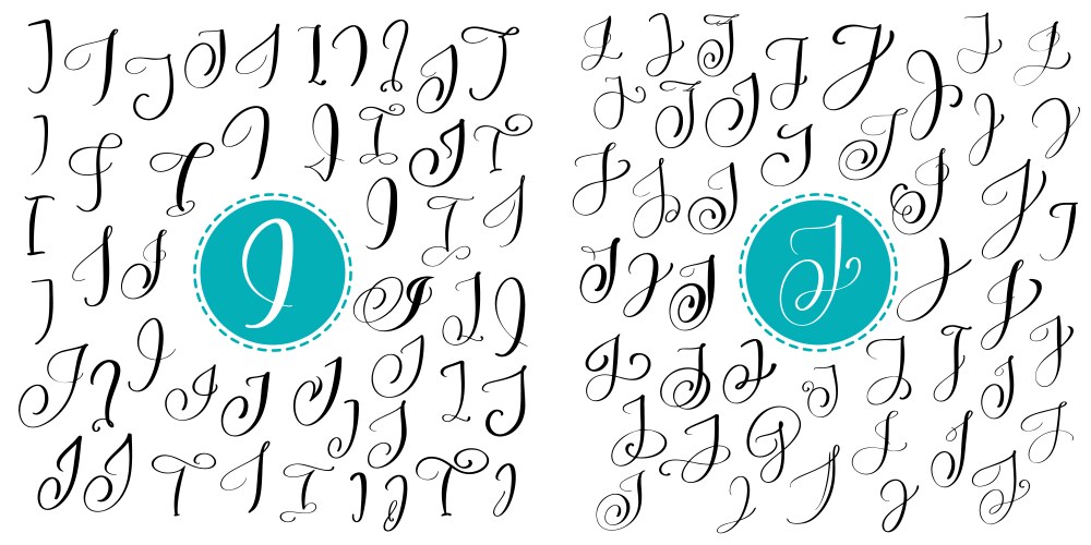 Set of hand drawn calligraphy letter j Royalty Free Vector