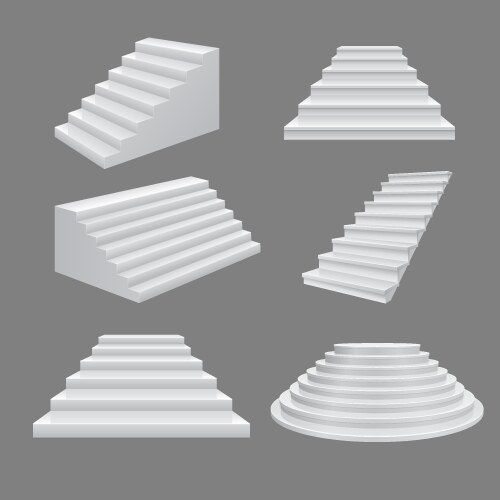 Architecture white realistic stairs 3d simple Vector Image