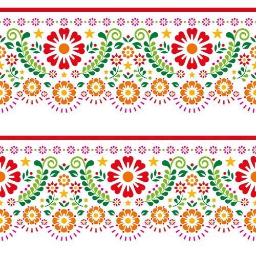 Mexican floral embroidery frame traditional Vector Image