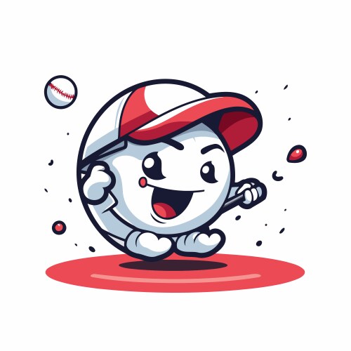 Cute Baseball Mascot Character Design Royalty Free Vector
