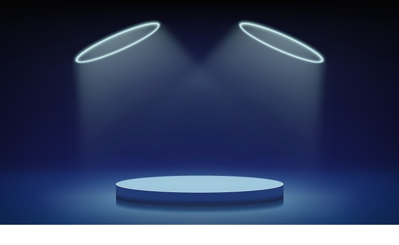 Futuristic dim blue stage led halo spotlight grid Vector Image