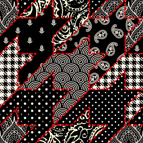 Houndstooth plaid pattern patchwork fabric swatch Vector Image