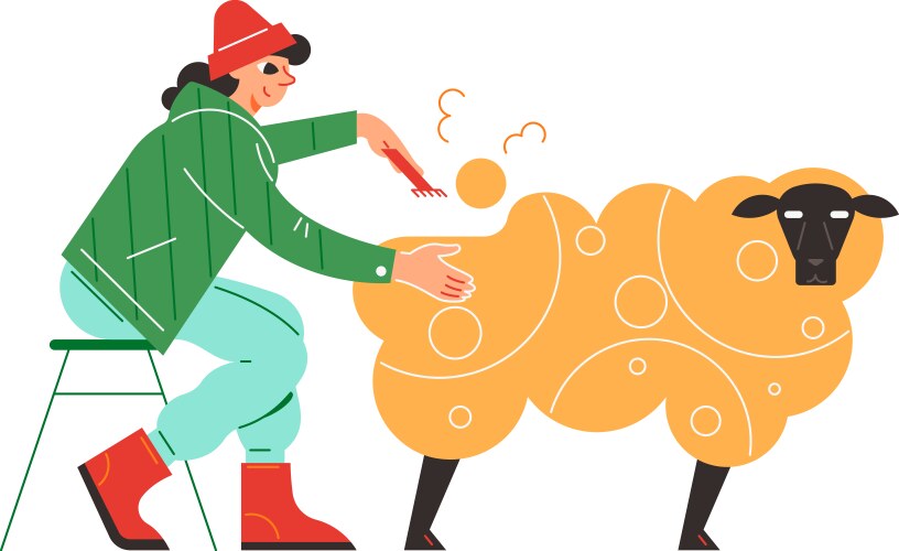 Farmer shave sheep shearing Royalty Free Vector Image