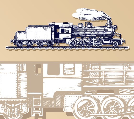 Retro steam train Royalty Free Vector Image - VectorStock