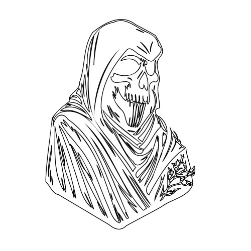 Grim reaper halloween sketch outline Royalty Free Vector