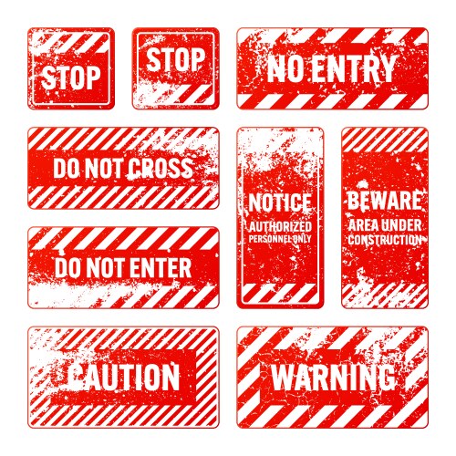 Warning danger signs attention banners Royalty Free Vector