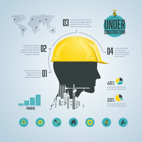 Construction board with concrete mixer Royalty Free Vector