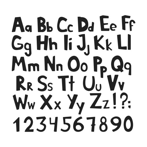 Hand drawn alphabet calligraphy letters Royalty Free Vector