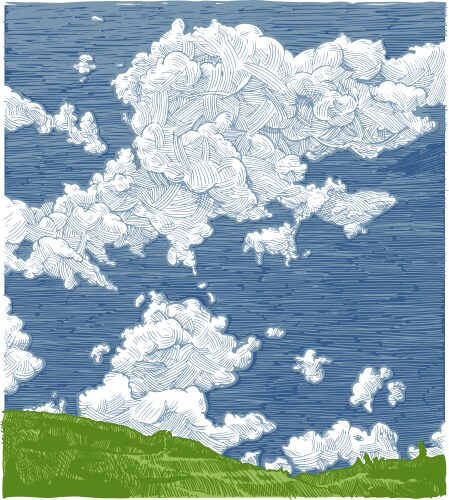 Hand drawn clouds pencil sketch sky cloudscape Vector Image