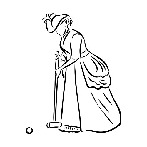 Drawing of a croquet mallet Royalty Free Vector Image