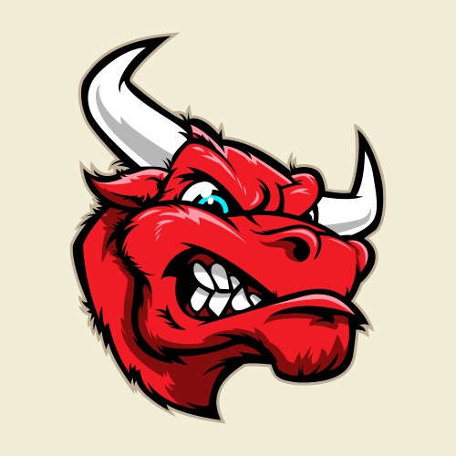 Angry red bull head roaring mascot Royalty Free Vector Image