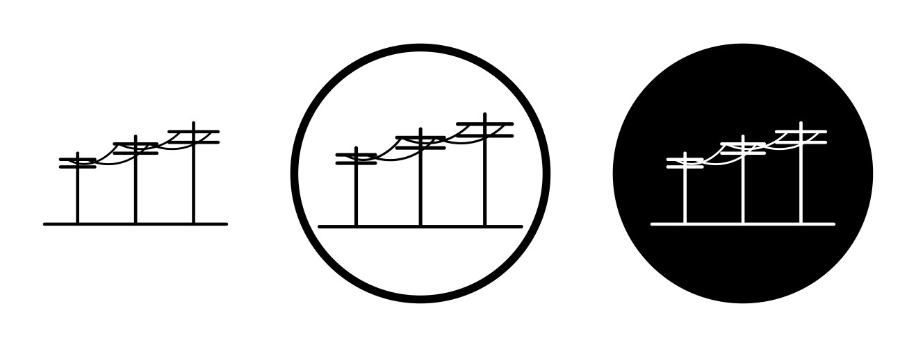 Utility pole icon set black filled and outlined Vector Image