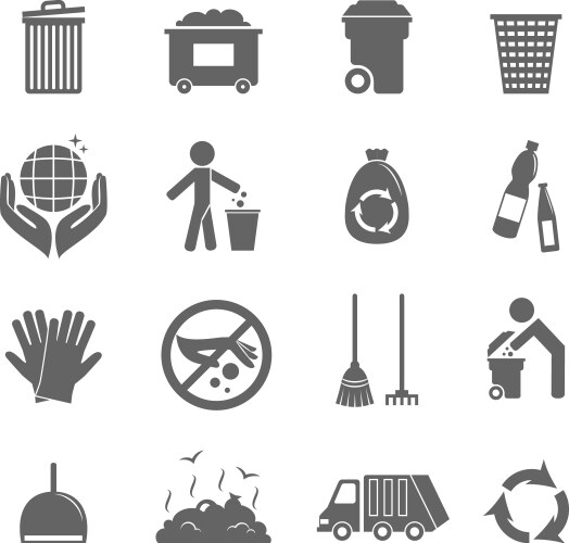 Trash recycle garbage waste icons Royalty Free Vector Image