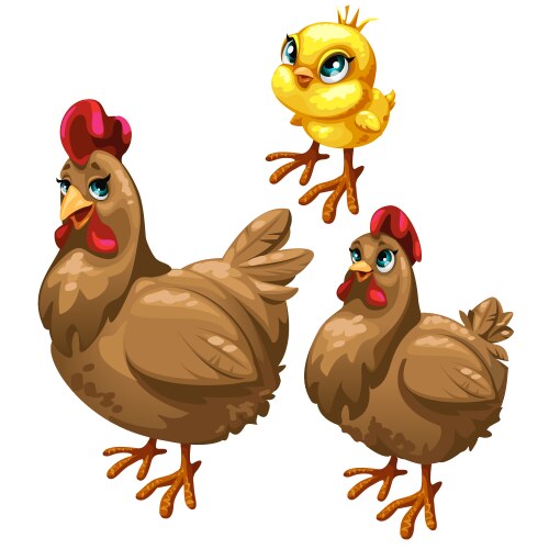 Cartoon chicken different colors animals Vector Image