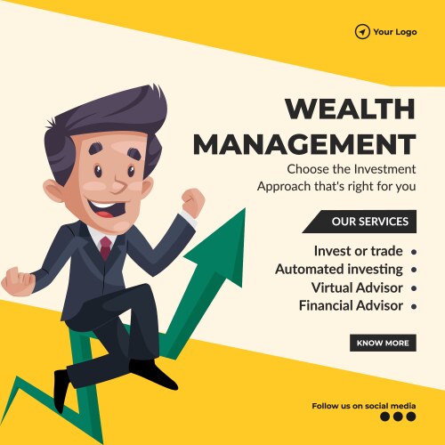 Banner design of wealth management Royalty Free Vector Image