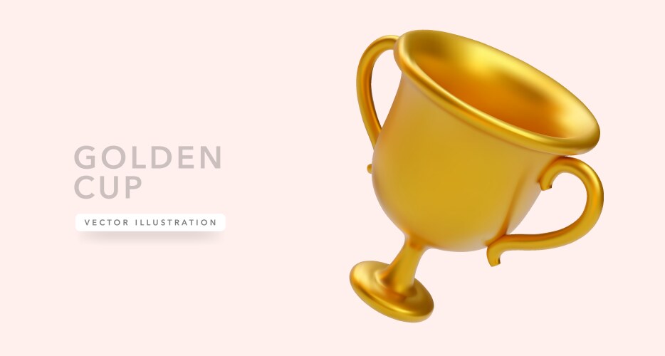 Golden champion cup with shadow isolated on white Vector Image