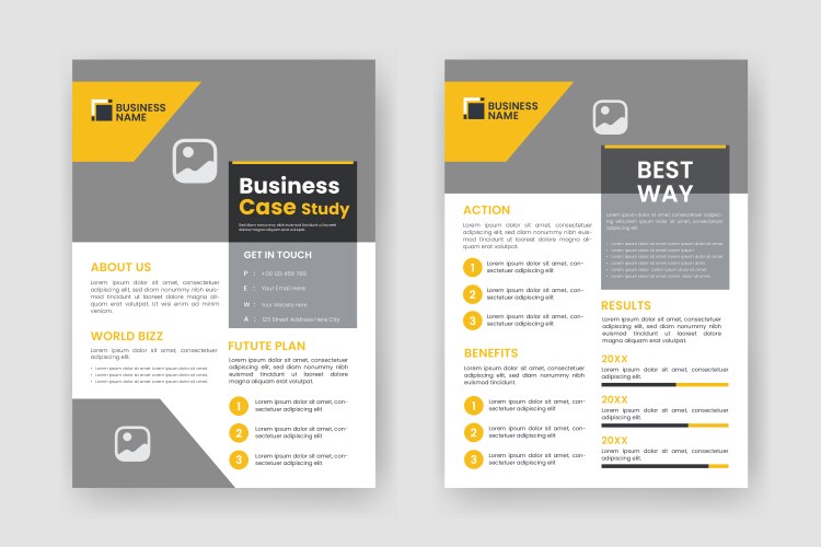 Business case study layout flyer Royalty Free Vector Image