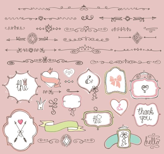 Doodle labels element Royalty Free Vector Image