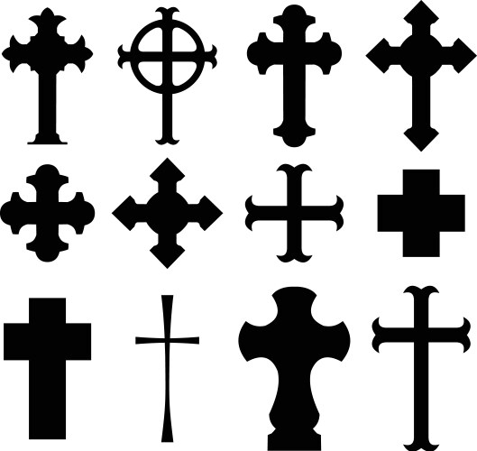 Set of isolated christian and catholicism crosses Vector Image