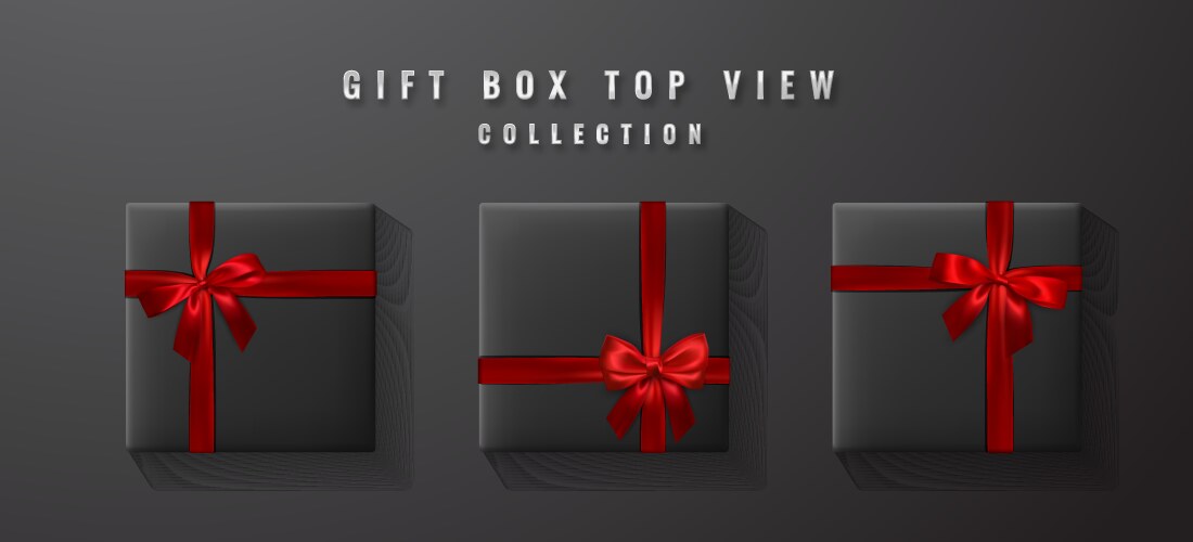 White gift box with red bow and ribbon top view Vector Image