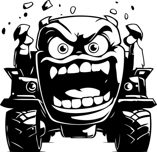 Cartoon monster with big wheels isolated Vector Image