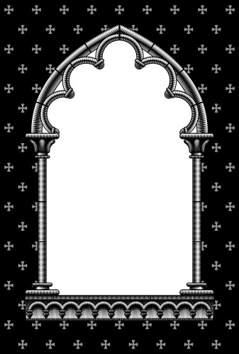 Engraved vintage drawing of gothic frame Vector Image