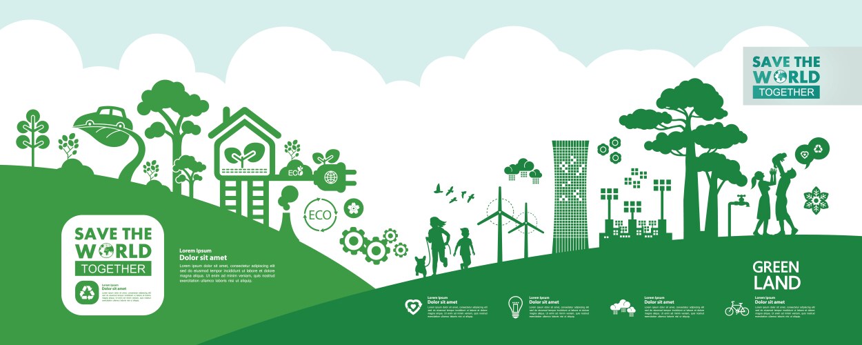 Save the world together green ecology illus Vector Image