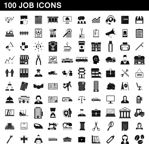 Recruitment career job icon set in thin line Vector Image
