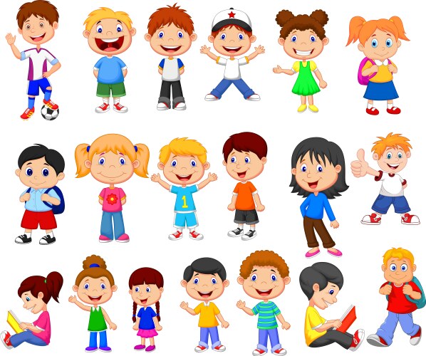 Cute children cartoon collection Royalty Free Vector Image