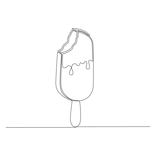 Continuous one line drawing of sweet ice cream Vector Image