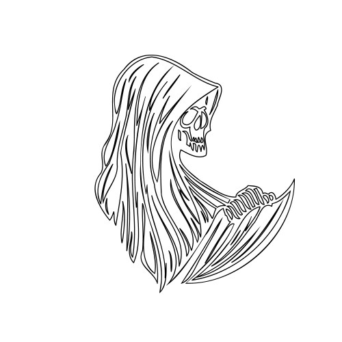 Grim reaper halloween sketch outline Royalty Free Vector