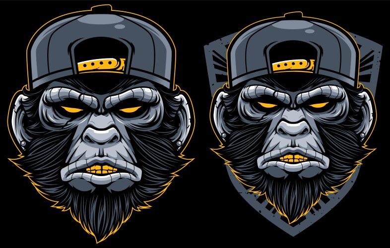 Angry Gorilla with Baseball Cap – Royalty-Free Vector | VectorStock