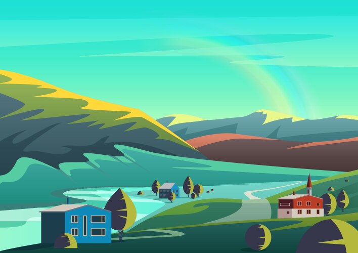 Cartoon Valley Village Vector Images (over 1,300)