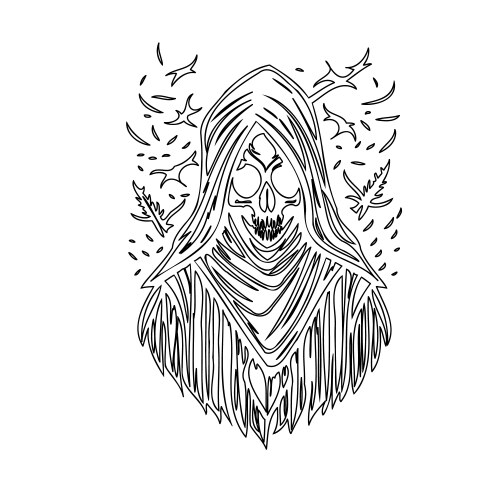 Grim reaper halloween sketch outline Royalty Free Vector