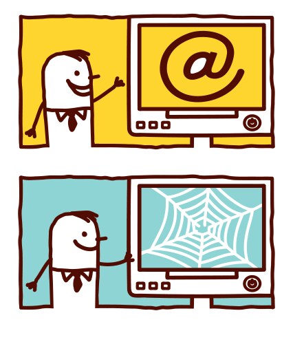 Cartoon characters holding sign Royalty Free Vector Image