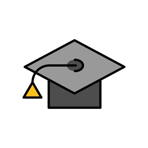 Icon graduation cap in ui colors Royalty Free Vector Image