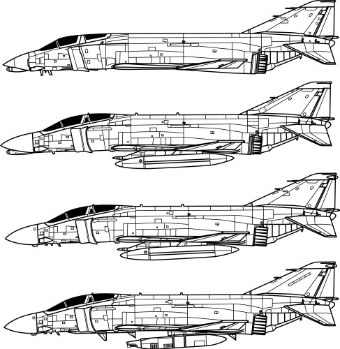 F-4 phantom ii stylized drawing a vintage jet Vector Image