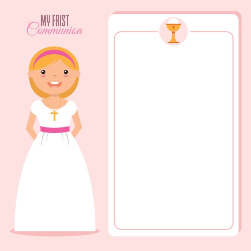 First holy communion cute little girl Royalty Free Vector