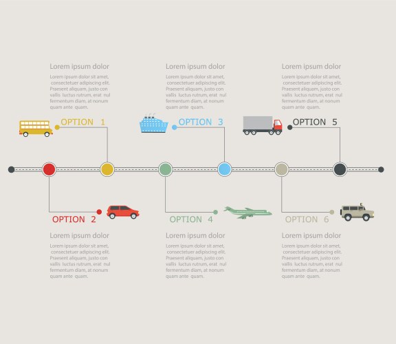 Colorful road infographic timeline with icons Vector Image