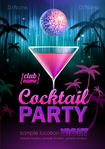 Cocktail party poster for a night club futuristic Vector Image