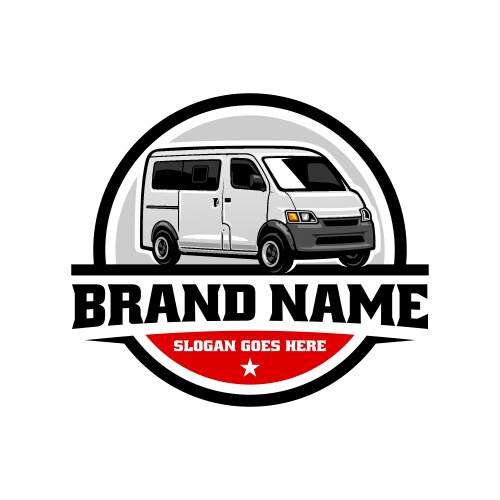 Combi van car vintage logo design Royalty Free Vector Image