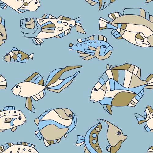 Seamless pattern aquarium fish wave Royalty Free Vector