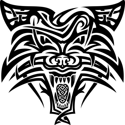 Viking totem wolf 0001 Royalty Free Vector Image