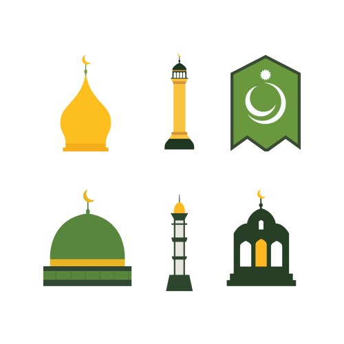 Islamic symbol elements of dome mosque building Vector Image