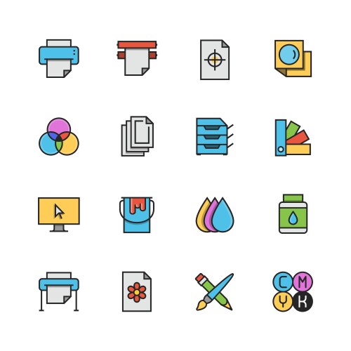 Icons print Royalty Free Vector Image - VectorStock