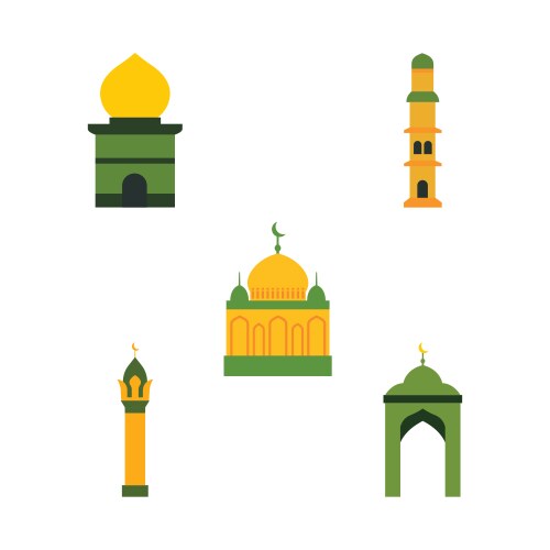 Islamic symbol elements of dome mosque building Vector Image